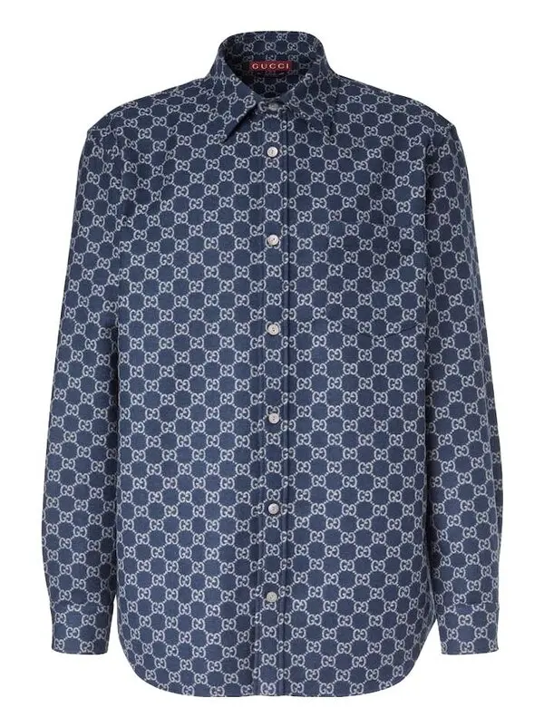 Gucci Gg Wool Jacquard Shirt - Blue