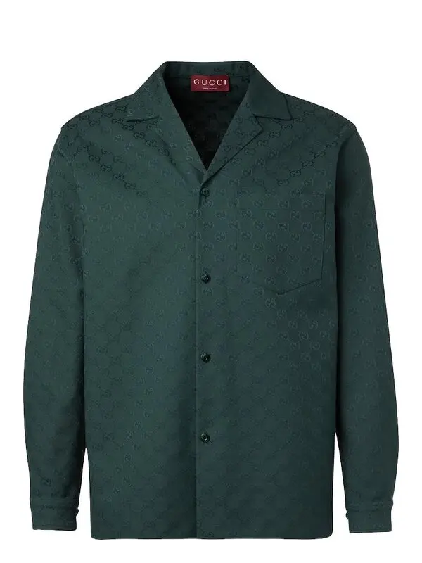 Gucci Gg Cotton-blend Canvas Shirt - Green
