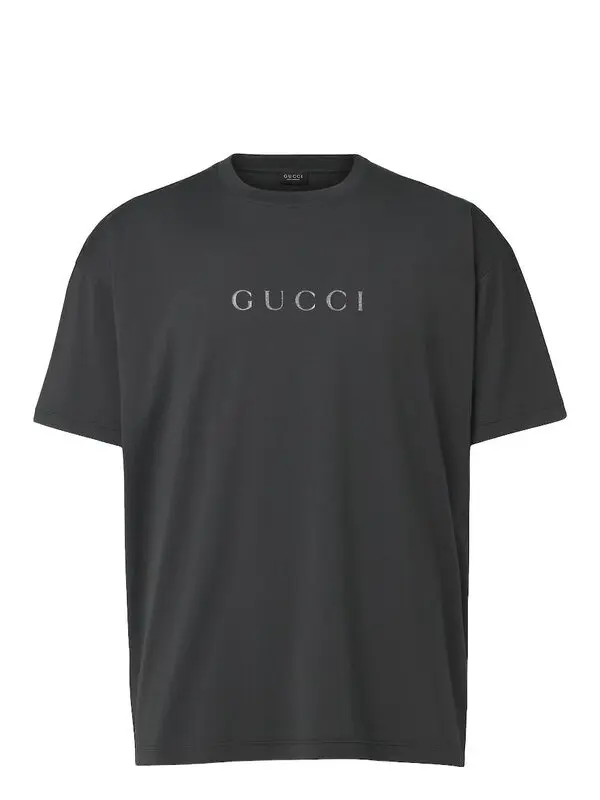 Gucci Logo Cotton Jersey T-shirt - Grey