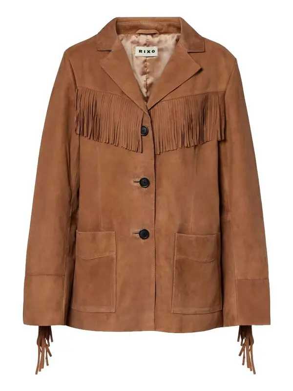Rixo Fringed Suede Jacket - Brown