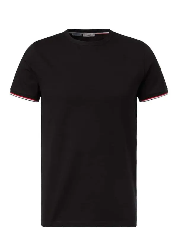 Moncler Tricolor Cotton-blend Jersey T-shirt - Black