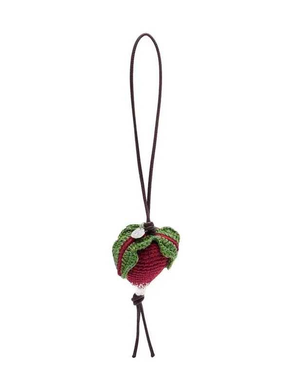 JW Anderson Radish Knitted Bag Charm - Burgundy