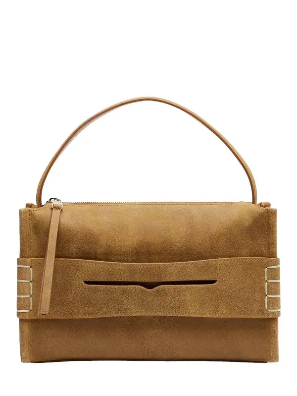 JW Anderson Loafer Small Suede Shoulder Bag - Beige