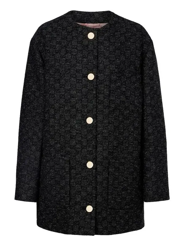 Gucci Gg Wool-blend Tweed Coat - Black