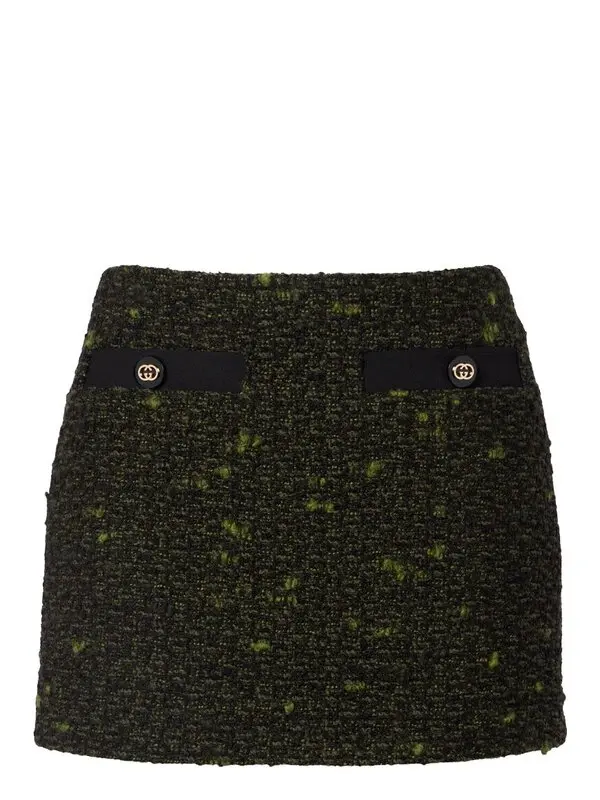 Gucci Wool-blend Bouclé Miniskirt - Green
