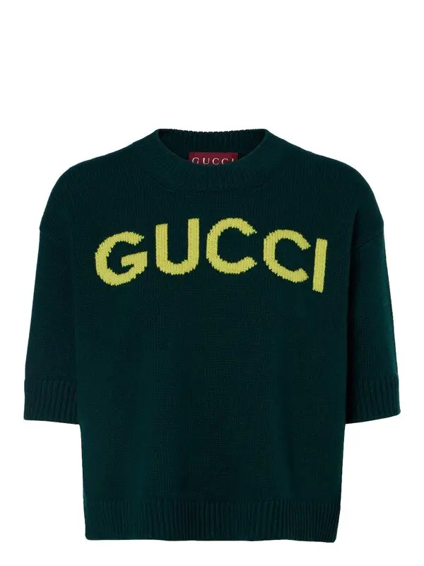 Gucci Logo Wool Top - Green
