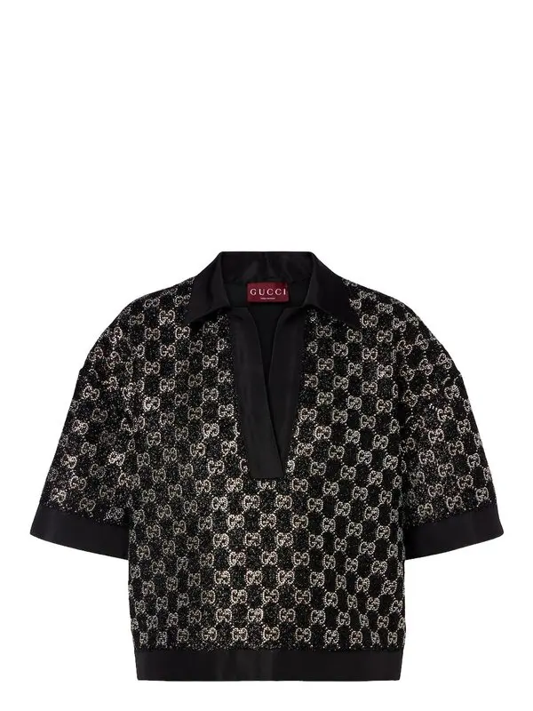 Gucci Gg Embellished Top - Black