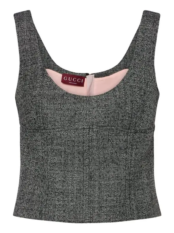 Gucci Cropped Wool Tank Top - Grey