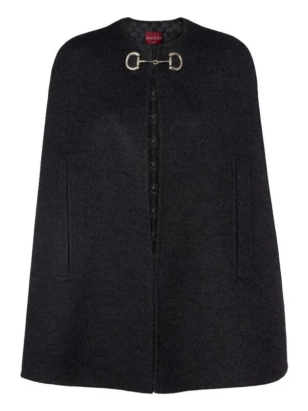 Gucci Caban Horsebit Wool Cape - Grey