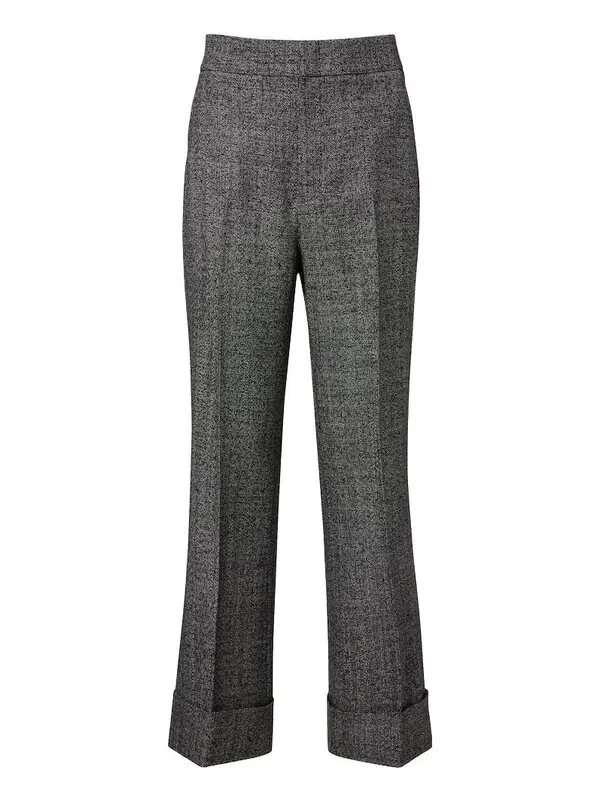 Gucci High-rise Wool Straight Pants - Grey