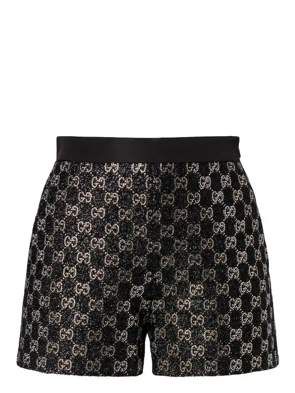Gucci Gg Embellished High-rise Shorts - Black
