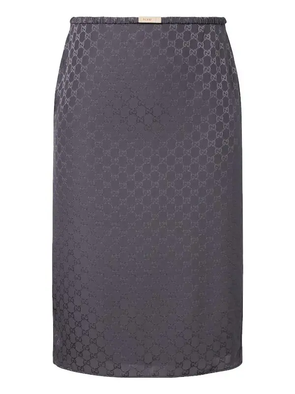 Gucci Gg Low-rise Silk Pencil Skirt - Grey