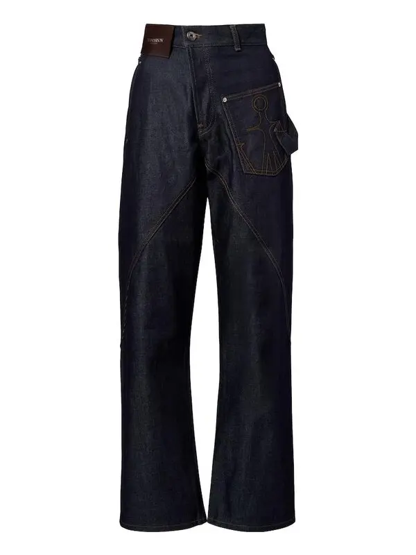 JW Anderson Embroidered High-rise Straight Jeans - Blue