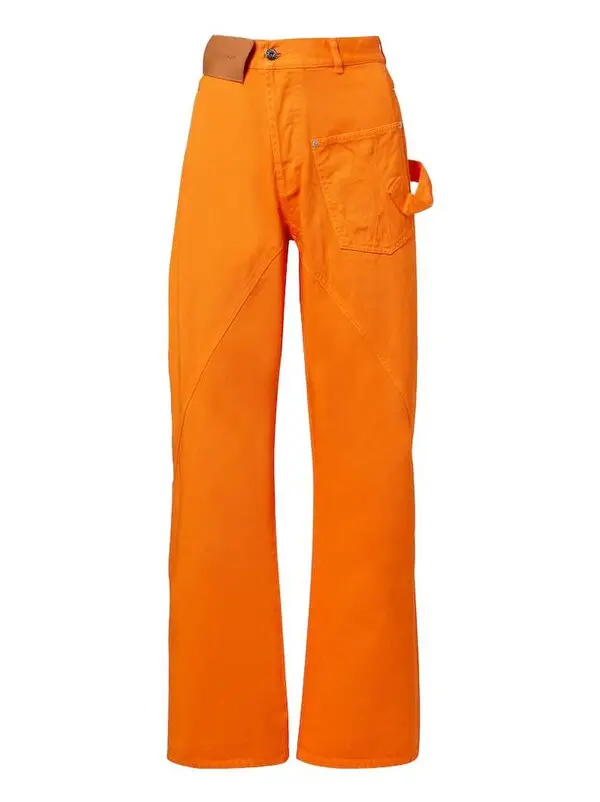 JW Anderson Embroidered High-rise Straight Jeans - Orange