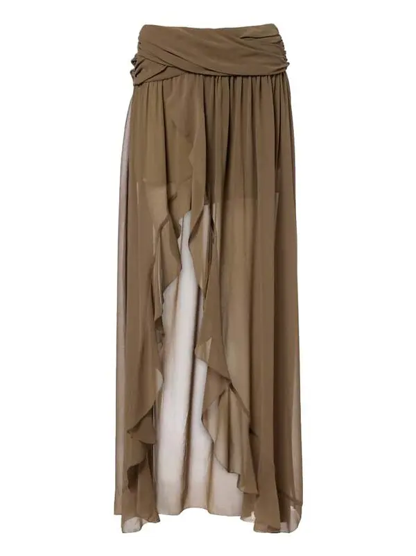 JACQUES WEI Asymmetric Draped Maxi Skirt - Green