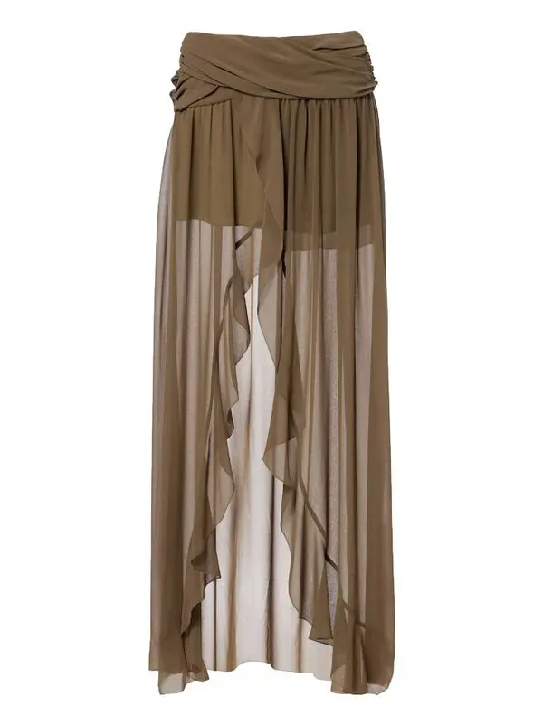 JACQUES WEI Asymmetric Draped Maxi Skirt - Green