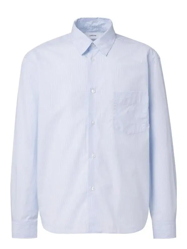 LARDINI Striped Cotton Poplin Shirt - Blue