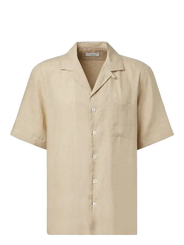 LARDINI Linen Bowling Shirt - Beige