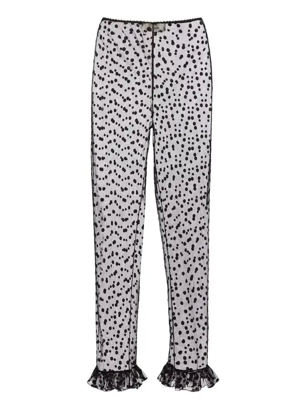 Chloé Polka-dot Cotton-blend Tulle Straight Pants - Black