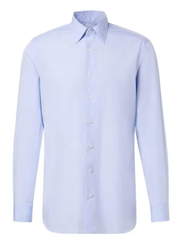 LARDINI Cotton Poplin Shirt - Blue