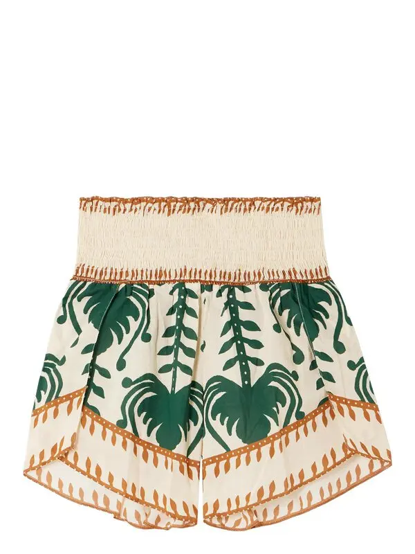 Johanna Ortiz Linka Printed Cotton Shorts - Green