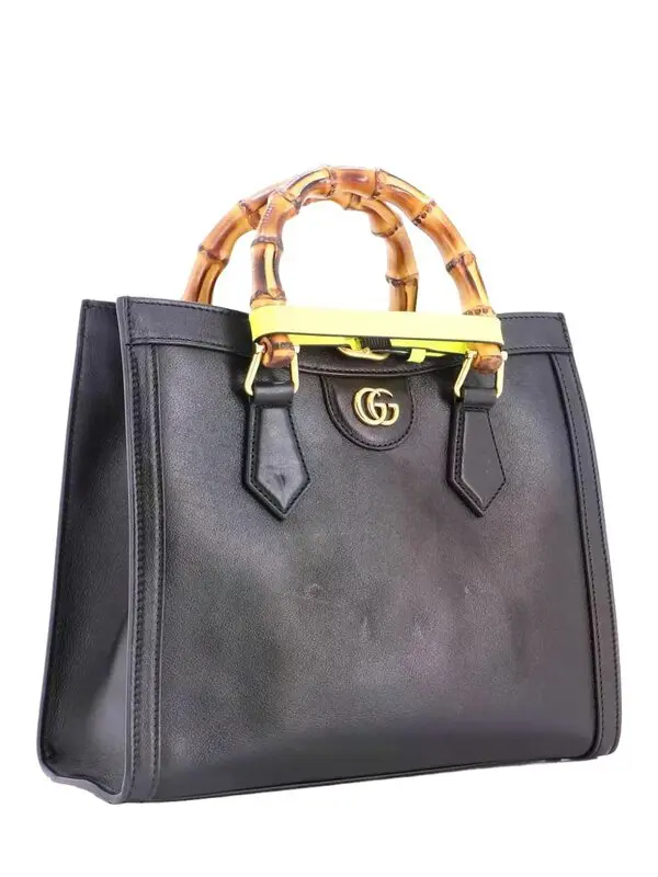 Gucci Diana Nm Bamboo Handle Leather Small Tote Bag - Black