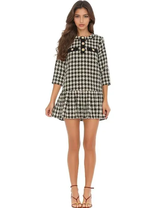 ALEXIA ADMOR Sabine Dress - Bw Houndstooth