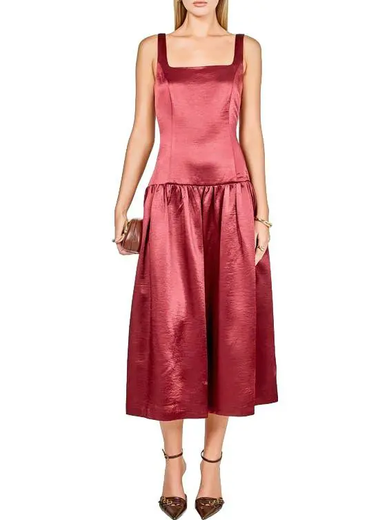 Endless Rose Sleeveless Satin Maxi Dress - Merlot