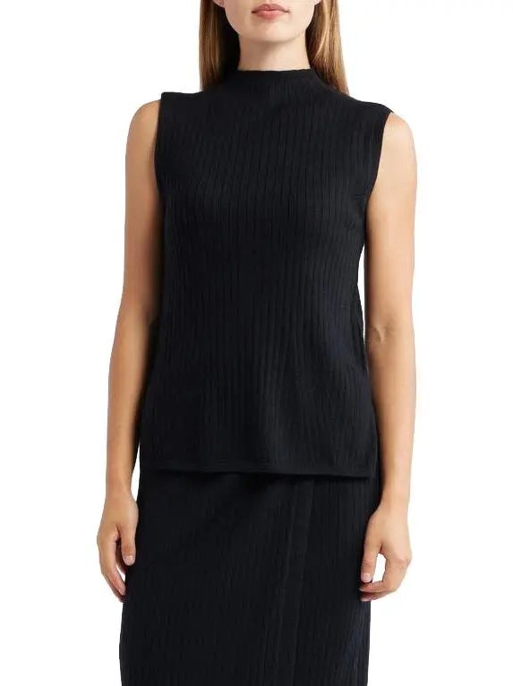 Anne Klein Sleeveless Wool Mock Neck Sweater - Anne Black