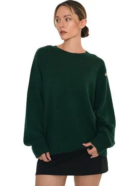 REBODY Beau Oversized Crewneck Cashmere Sweater - Hunter Green