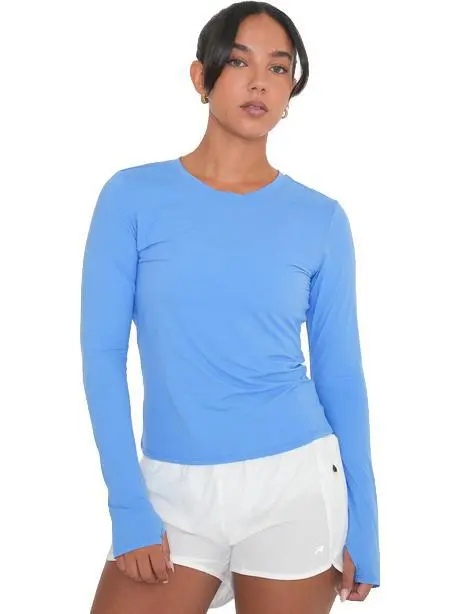REBODY Raya Mid-length Compression Long Sleeve Top - Coastal Blue