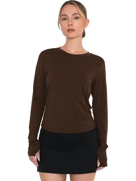 REBODY Raya Mid-length Compression Long Sleeve Top - Espressso