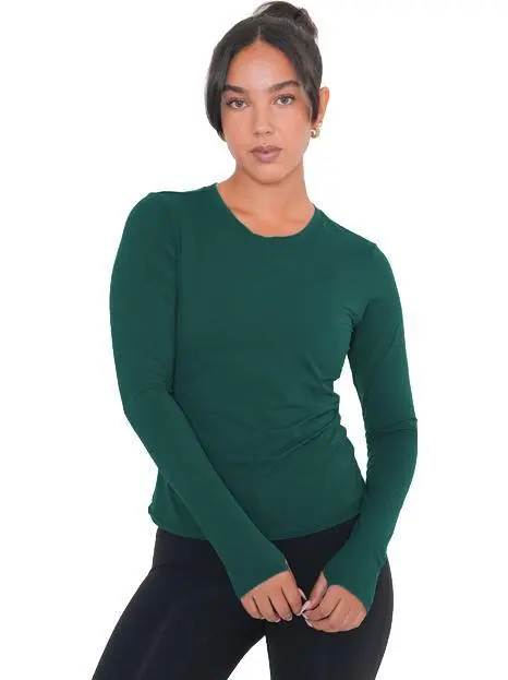 REBODY Raya Mid-length Compression Long Sleeve Top - Eucalyptus Green