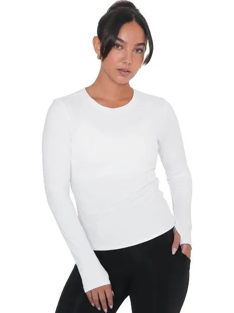 REBODY Raya Mid-length Compression Long Sleeve Top - White