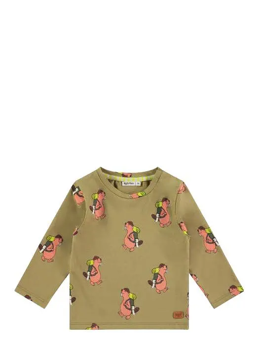 BABYFACE Allover Beaver Graphic Long Sleeve T-shirt - Kiwi