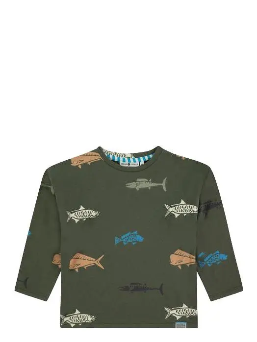 STAINS AND STORIES BY BABYFACE Multicolor Fish Long Sleeve T-shirt - Dark Army