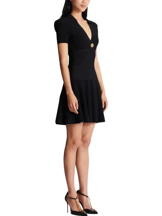 Balmain Flared Knit Dress - Black