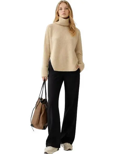 Gobi Cashmere Detachable Collar Cashmere Sweater - Beige