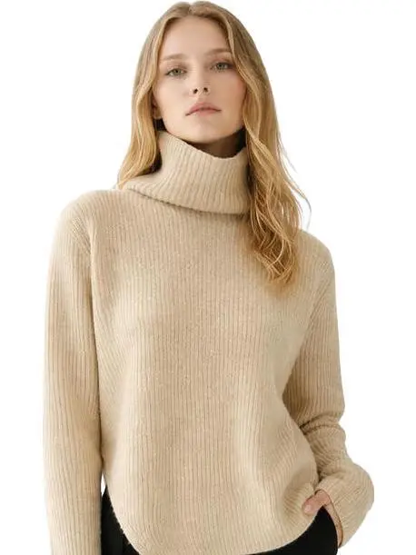 Gobi Cashmere Detachable Collar Cashmere Sweater - Beige