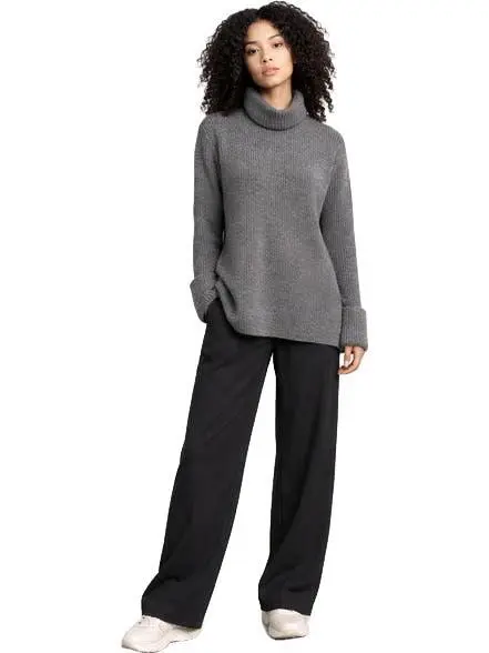 Gobi Cashmere Detachable Collar Cashmere Sweater - Steel Gray