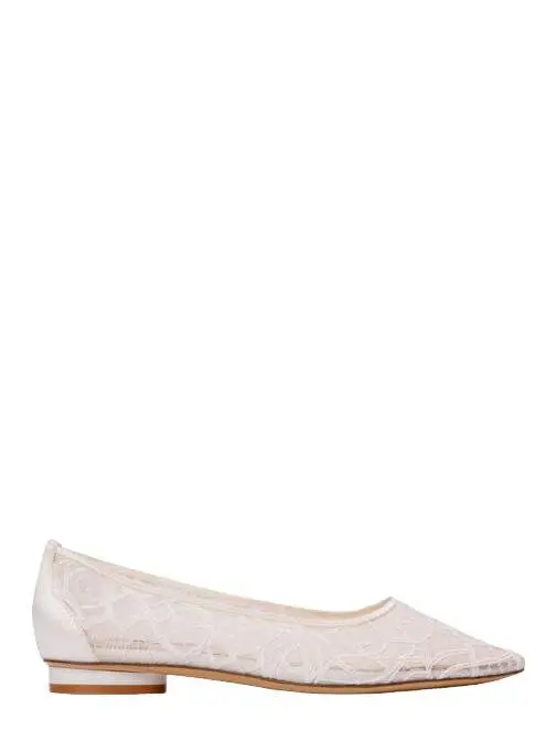 ANNE BARGE Jolie Pointed-toe Flats - White Lace