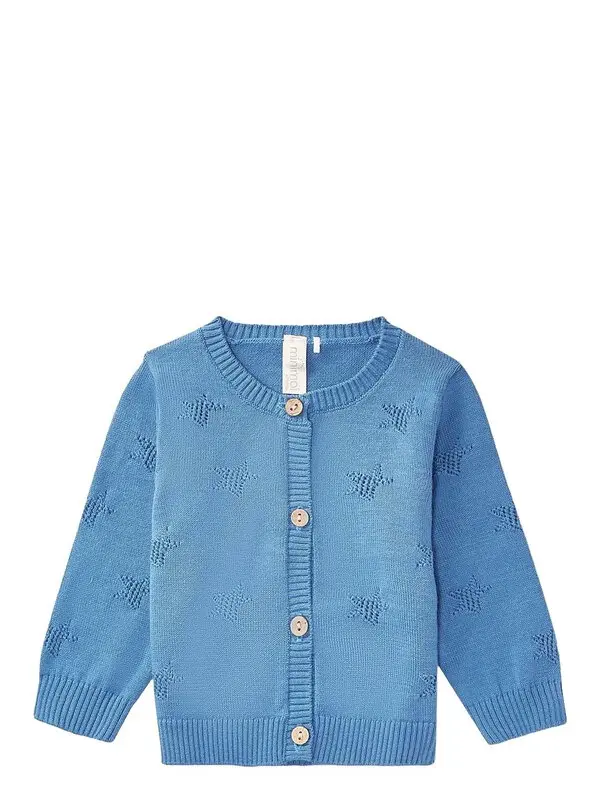 MINIMOI Star Pattern Cotton Cardigan - Blue Indigo