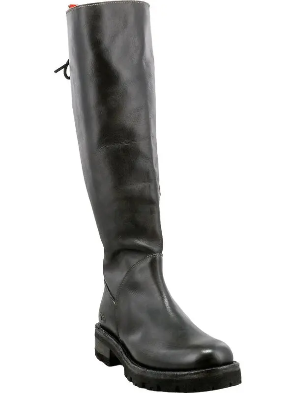 Bed Stu Tall Leather Lace-up Zip Up Boots - Black Rustic