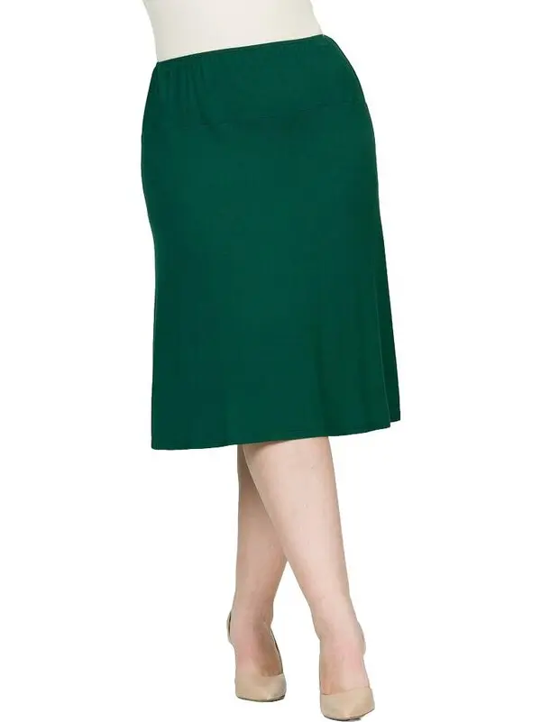 24SEVEN COMFORT APPAREL A-line Knee-length Skirt With Elastic Waist - Hunter