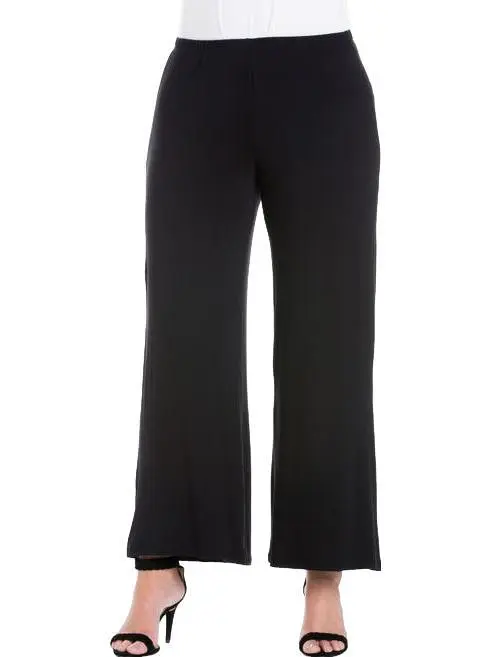 24SEVEN COMFORT APPAREL Flared Leg Palazzo Pants With Elastic Waist - Black