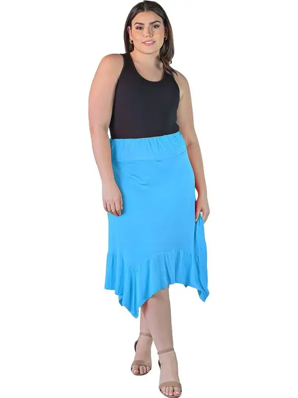 24SEVEN COMFORT APPAREL Knee Length Handkerchief Skirt - Jade