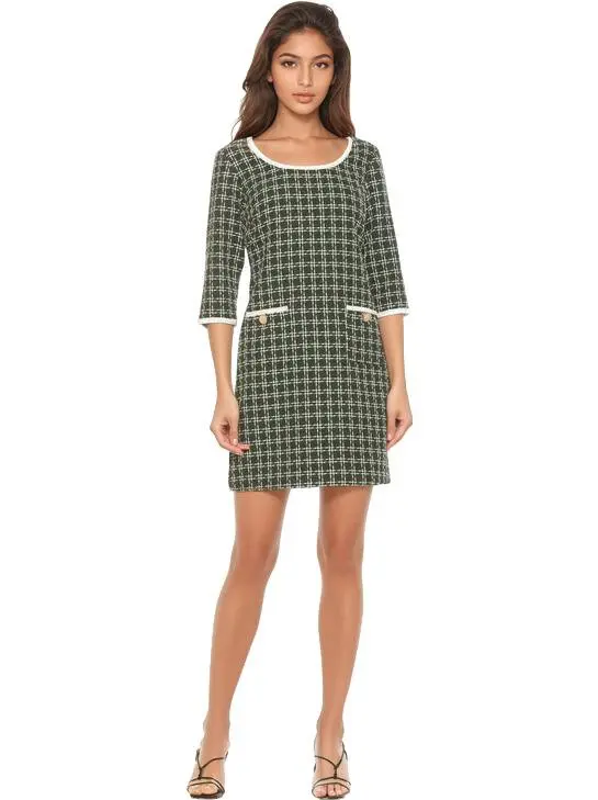 ALEXIA ADMOR Orla Tweed Mini Dress - Green Plaid