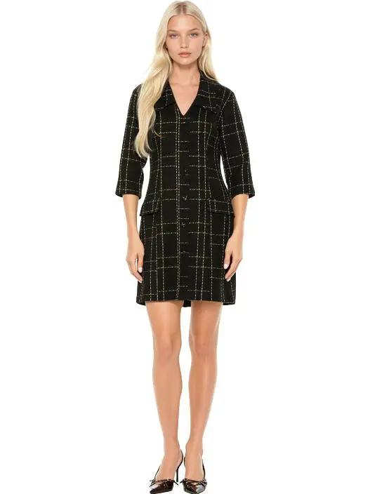 ALEXIA ADMOR Isolde Tweed Dress - Black Tweed
