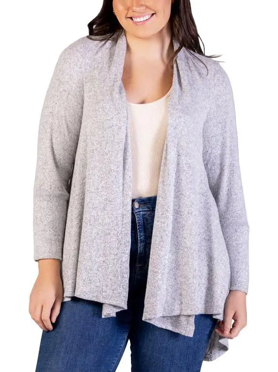 24SEVEN COMFORT APPAREL Open Front Waterfall Cardigan - Grey