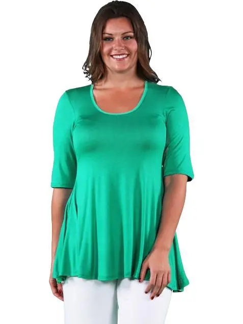 24SEVEN COMFORT APPAREL Elbow Swing Tunic Top - Grass